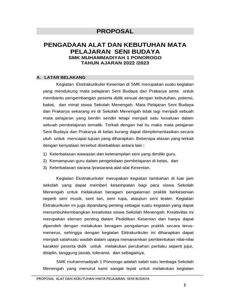 proposal-pengadaan-alat-kesenian | PDF