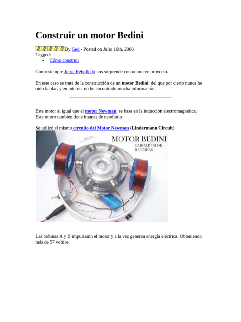 Construir Un Motor Bedini | PDF