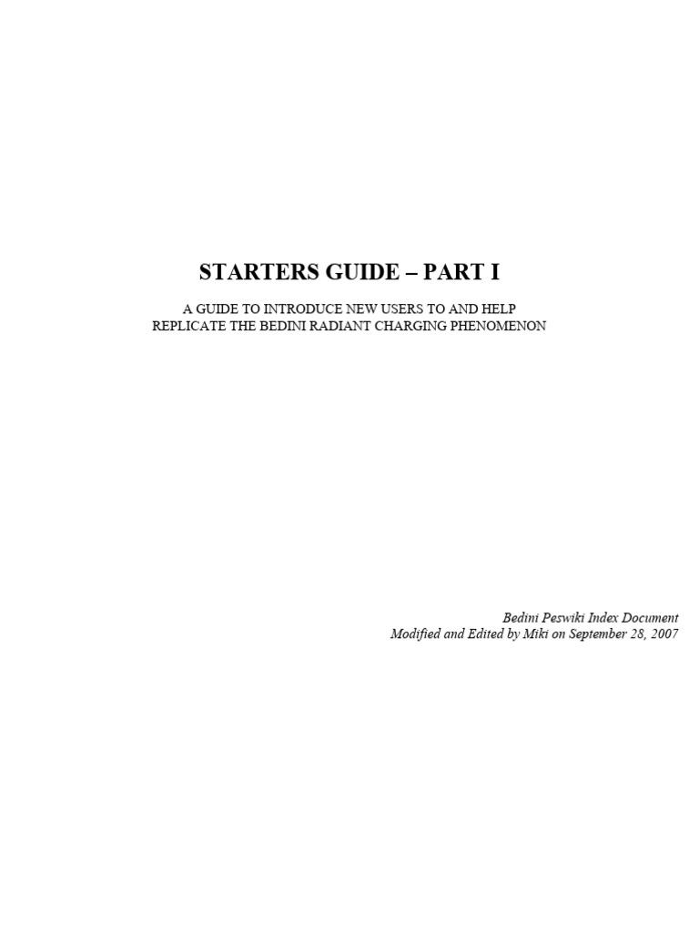 Bedini Radiant Energy - Starter Guide | PDF | Inductor | Resistor