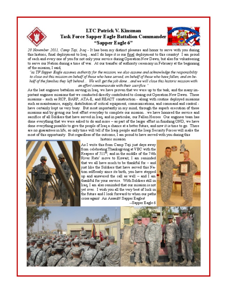 Task Force Sapper Eagle OND Yearbook | PDF | Iraq War | Military Operations