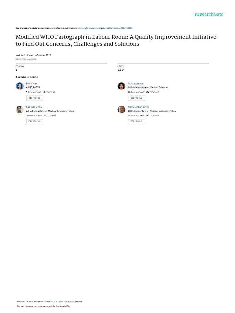 Modified WHO Partograph in Labour Room A Quality I | PDF | Childbirth ...
