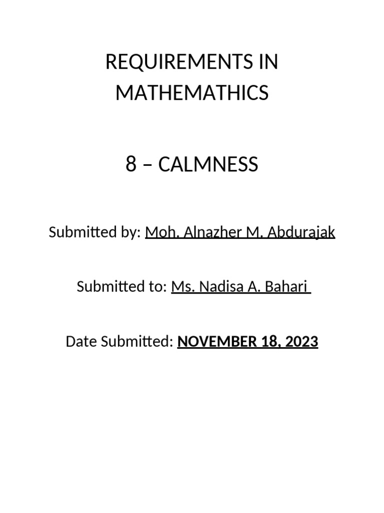Requirements in Mathemathics | PDF