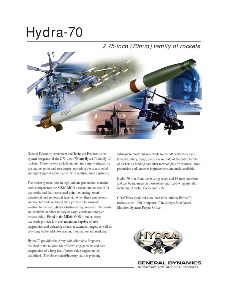General Dynamics - Hydra-70 2.75-Inch (70mm) Family of Rockets | PDF | Ammunition | Rocket