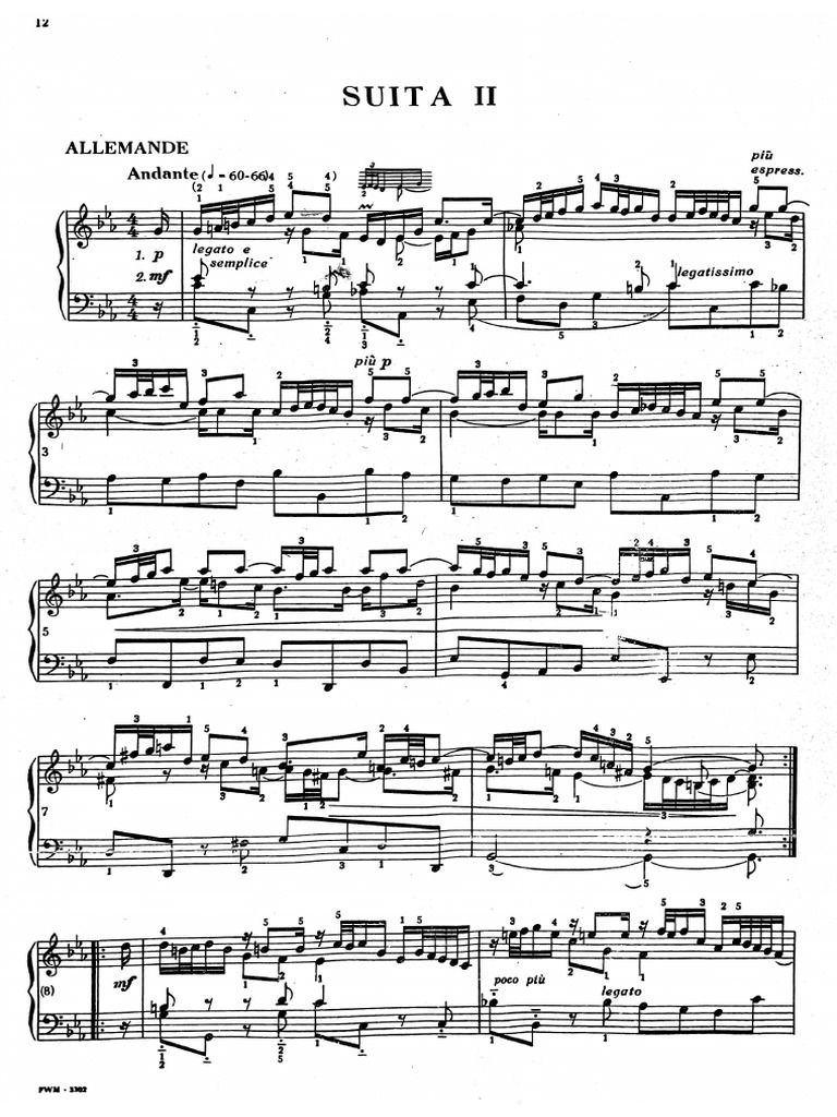 II Suita francuska c-moll - Allemande | PDF