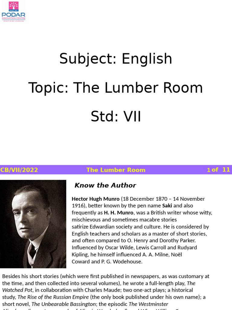 CB_VII_Eng_The Lumber Room | PDF | Saki
