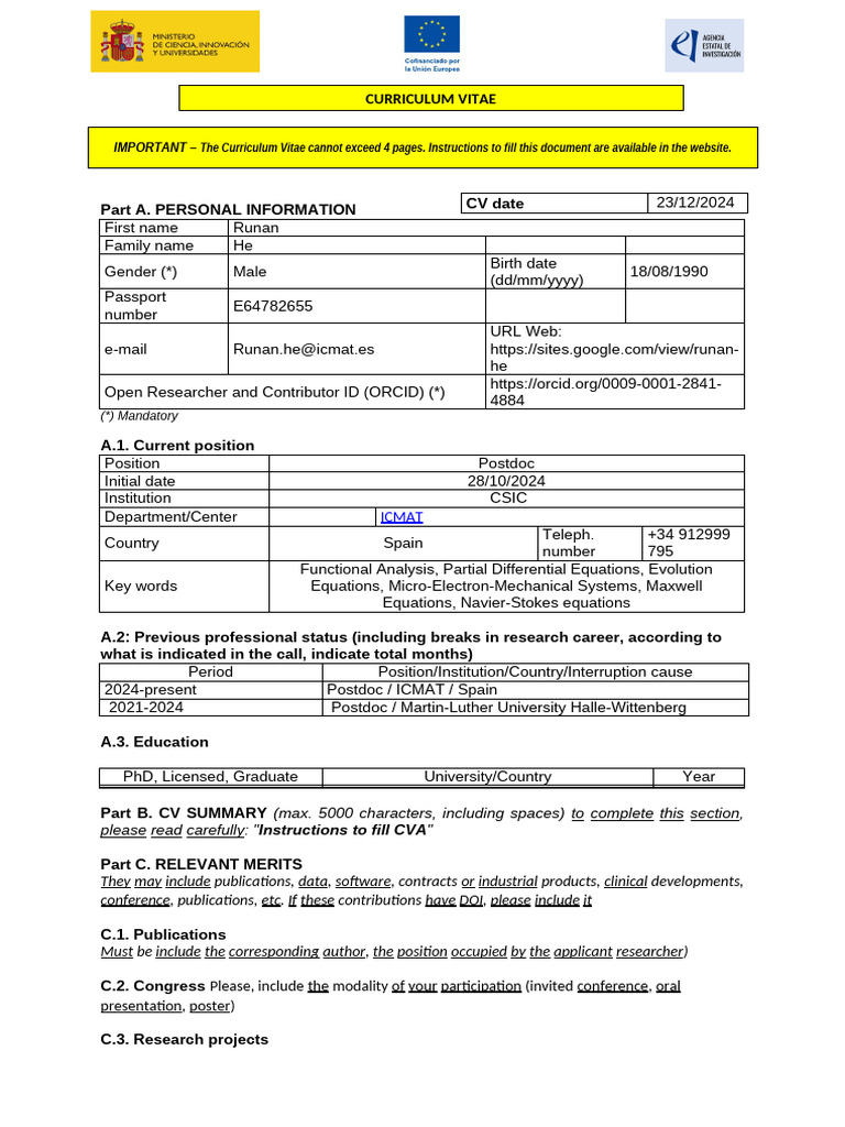 CVA English RYC2024 Plantilla | PDF