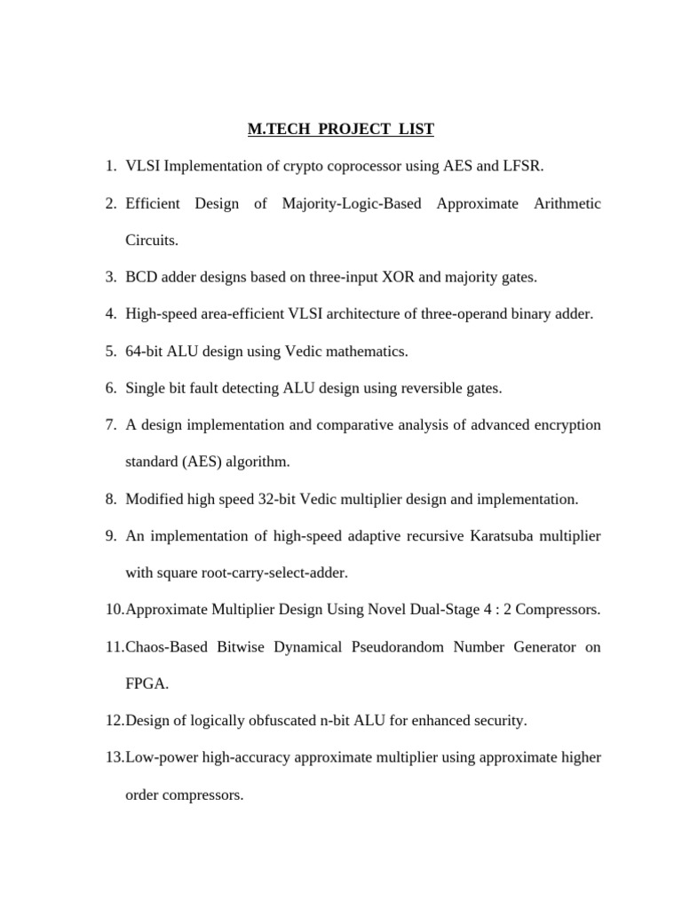 M.tech Project List | PDF