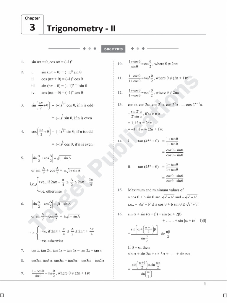 01 XI-M1-03 Trigonometry - II - Solutions... - 668cd8b242f29 | PDF