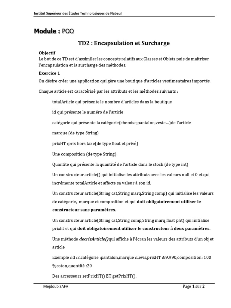 TD2 Encapsulation&Surcharge | PDF