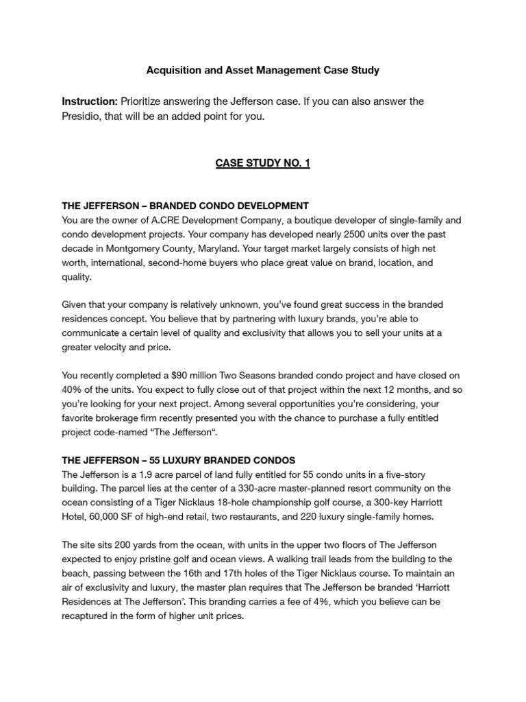 2023 Case Study - Acquisition and Asset Management (RENTAL CASE STUDY) | PDF | Refinancing | Debt