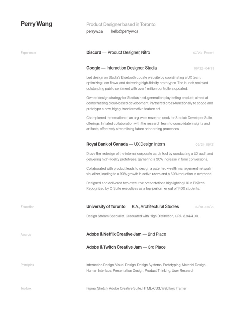 Perry Wang - Resume 2023 (Public) | PDF