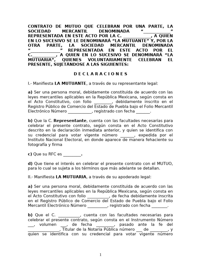 Contrato Mutuo | PDF