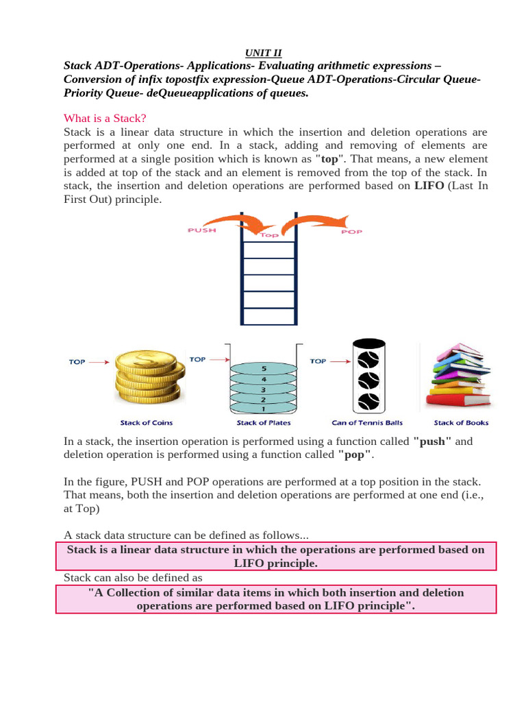 1705679814827_UNIT II | PDF | Queue (Abstract Data Type) | Computer Programming