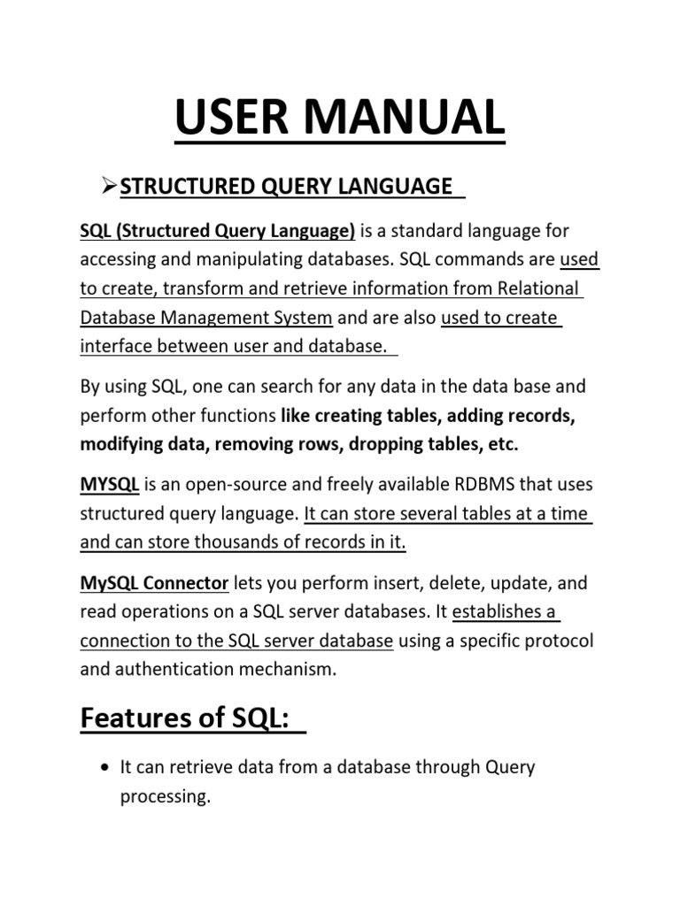 User Manual | PDF | Sql | Relational Database