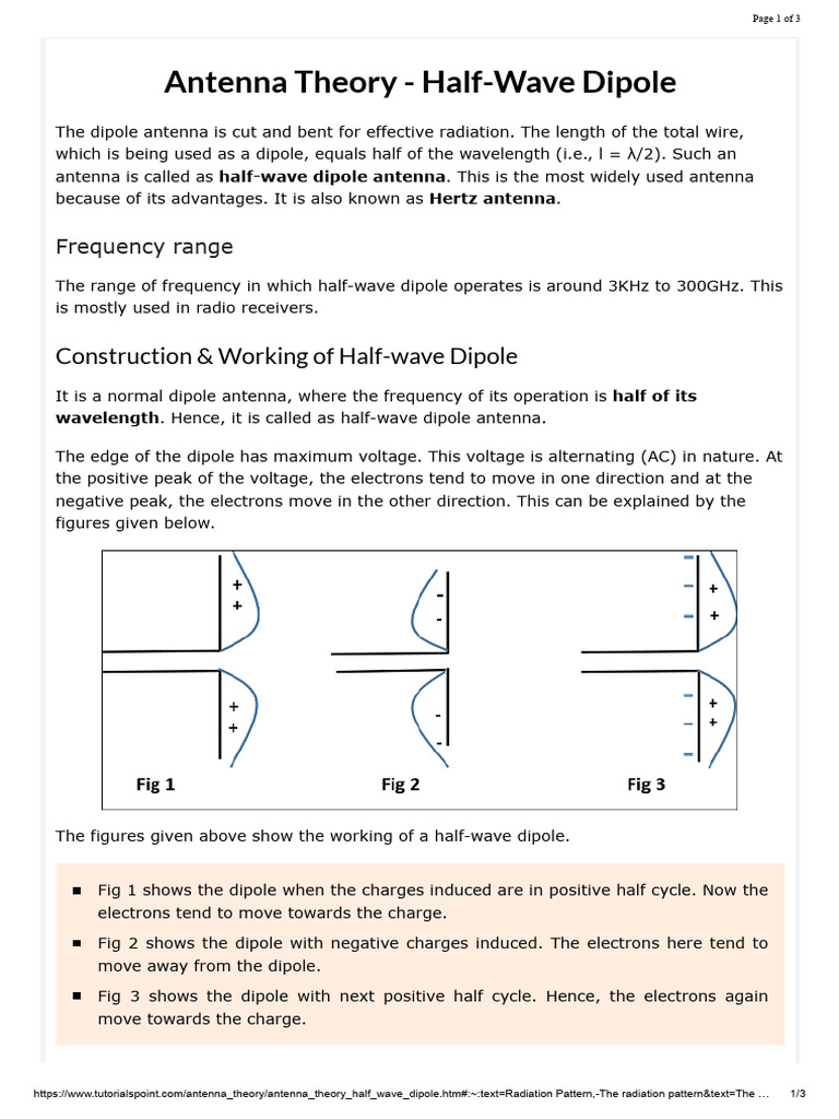 Antenna Theory - Half-Wave Dipole | PDF | Antenna (Radio) | Electricity