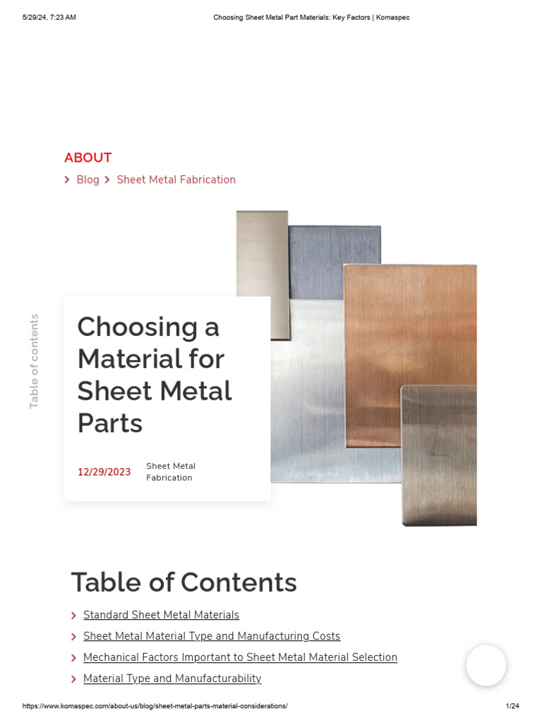 Key Factors in Sheet Metal Material Selection | PDF | Corrosion | Stainless Steel