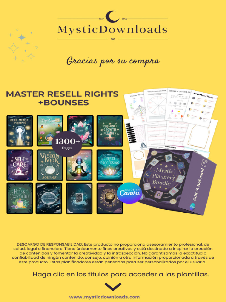 Spanish Version (MRR) SpritualWellnessMysticPlannersBundle PDF | PDF