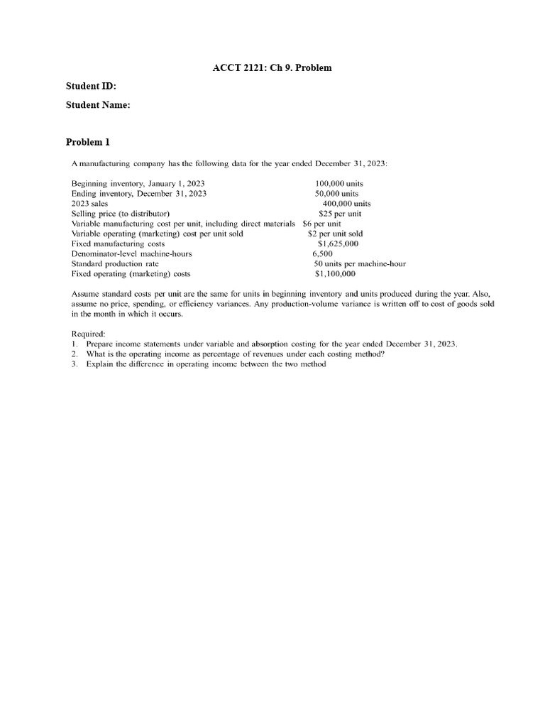 Chapter 9 Problem (Without Solutions) | PDF Chapter 9 Problem (Without Solutions) | PDF