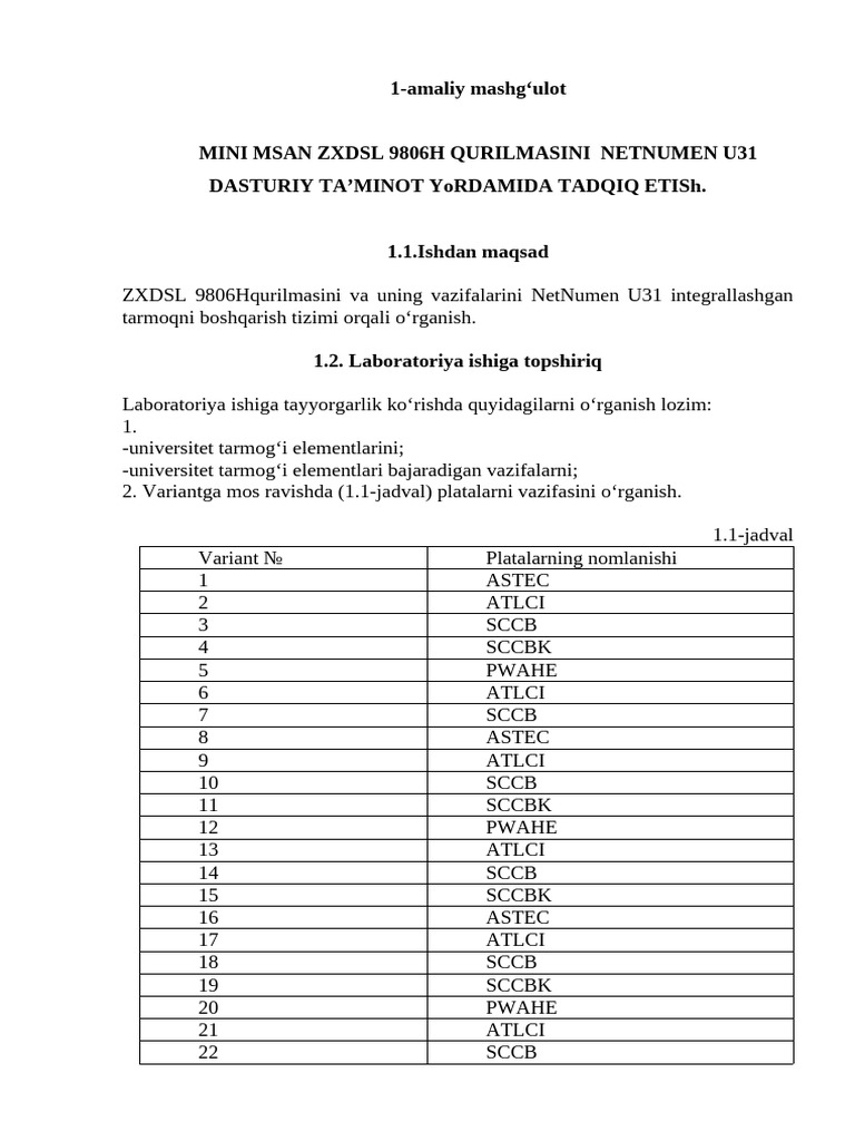 1-Amaliy Mashg' Ulot | PDF