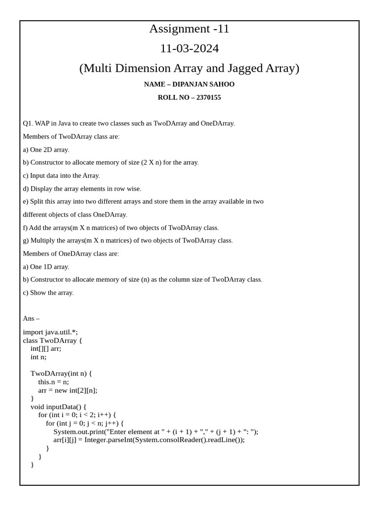 JAVA Assignment 11 | PDF | Computer Programming | Software Engineering JAVA Assignment 11 | PDF | Computer Programming | Software Engineering
