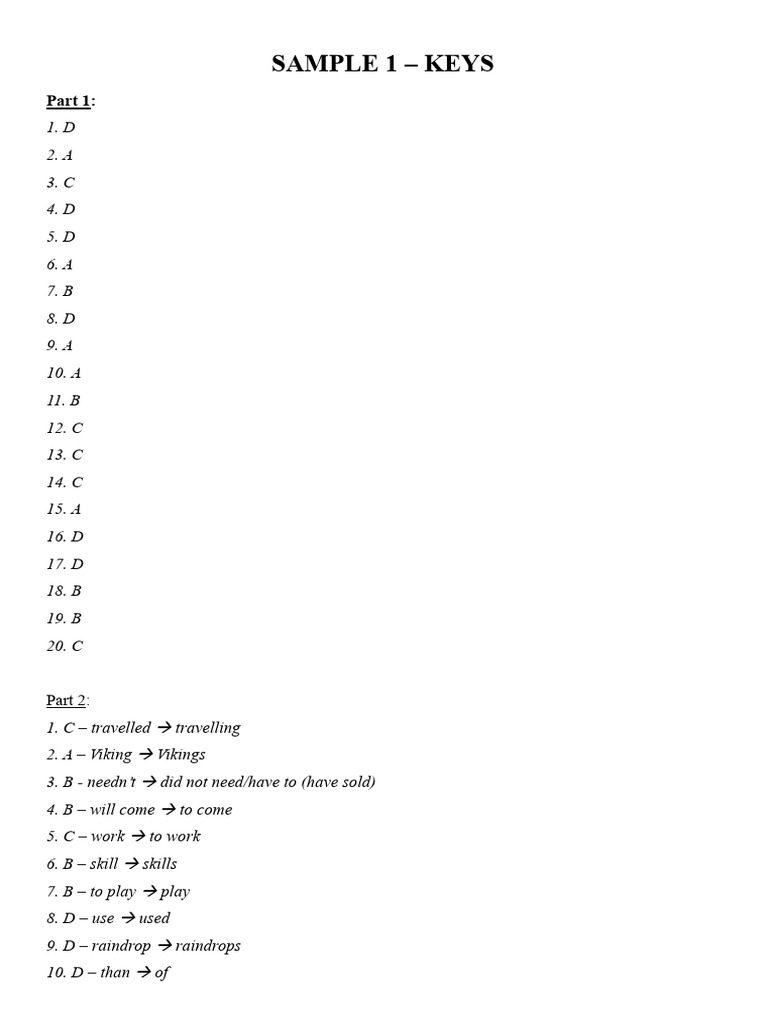 SAMPLE 1 -Keys | PDF