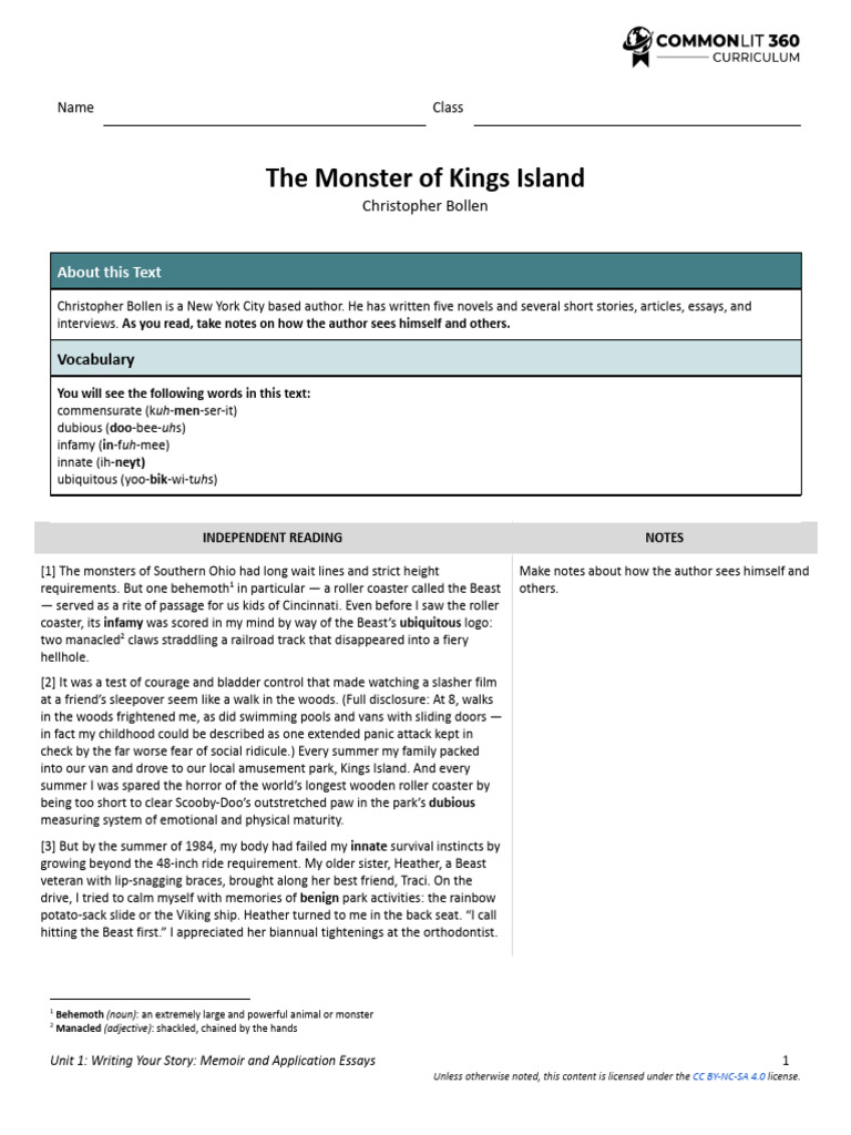 Exploring Fear in "The Monster of Kings Island" | PDF | Creative ...