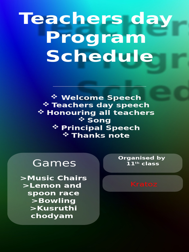Teachers Day Program Schedule: Games | PDF