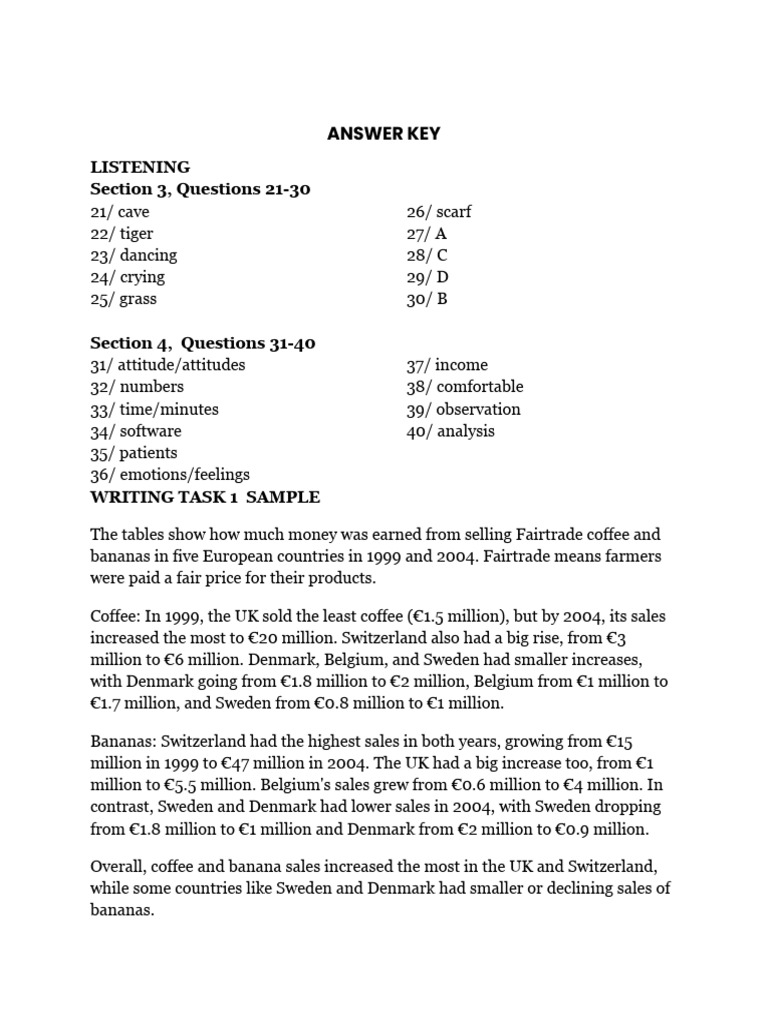 answer key IELTS HW | PDF