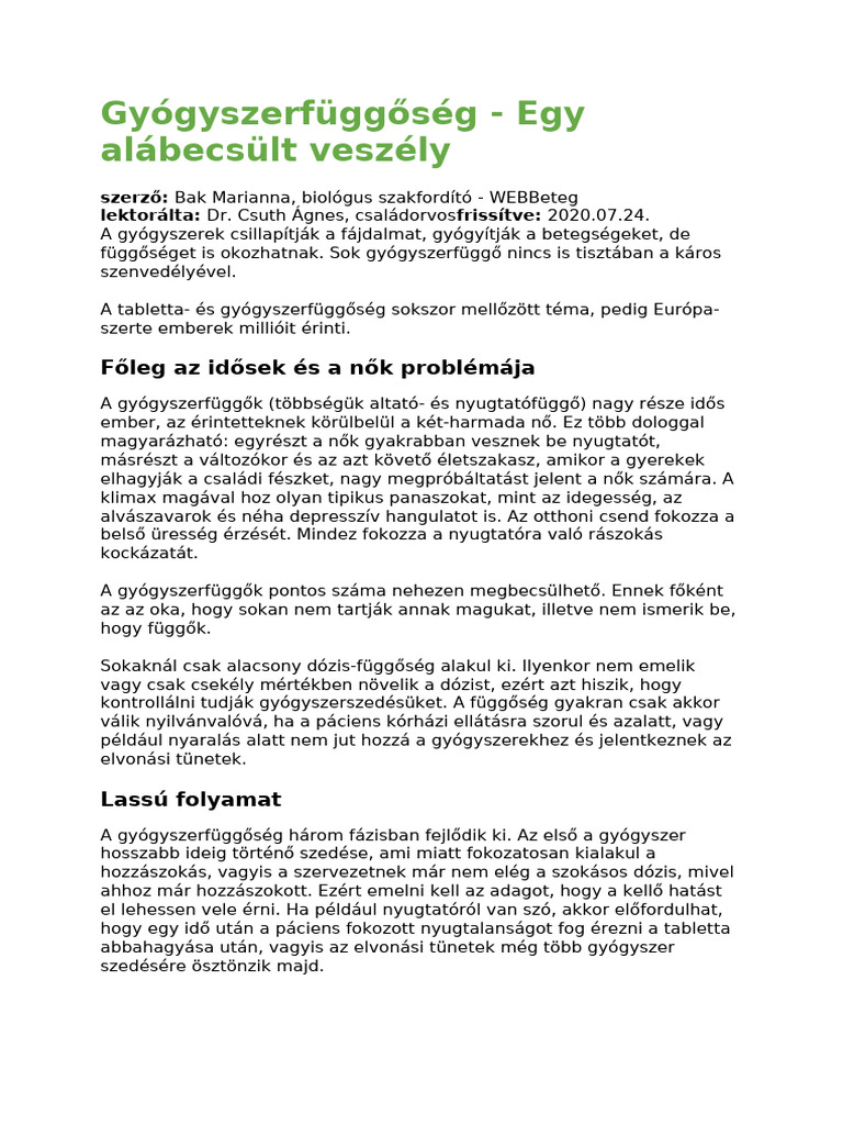 Gyógyszerfüggőség | PDF