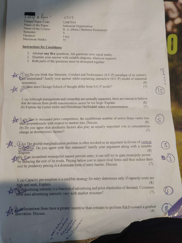 DSE INDUSTRIAL ORGANIZATION - CBCS 2022 Paper 2 | PDF