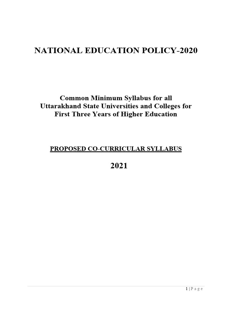 Co-Curricular Syllabus - Nep 2020 | PDF | Bhagavad Gita | Sustainable ...