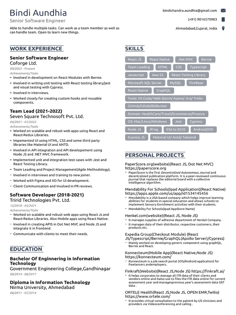Bindi's Resume | PDF | Computing | Information Technology