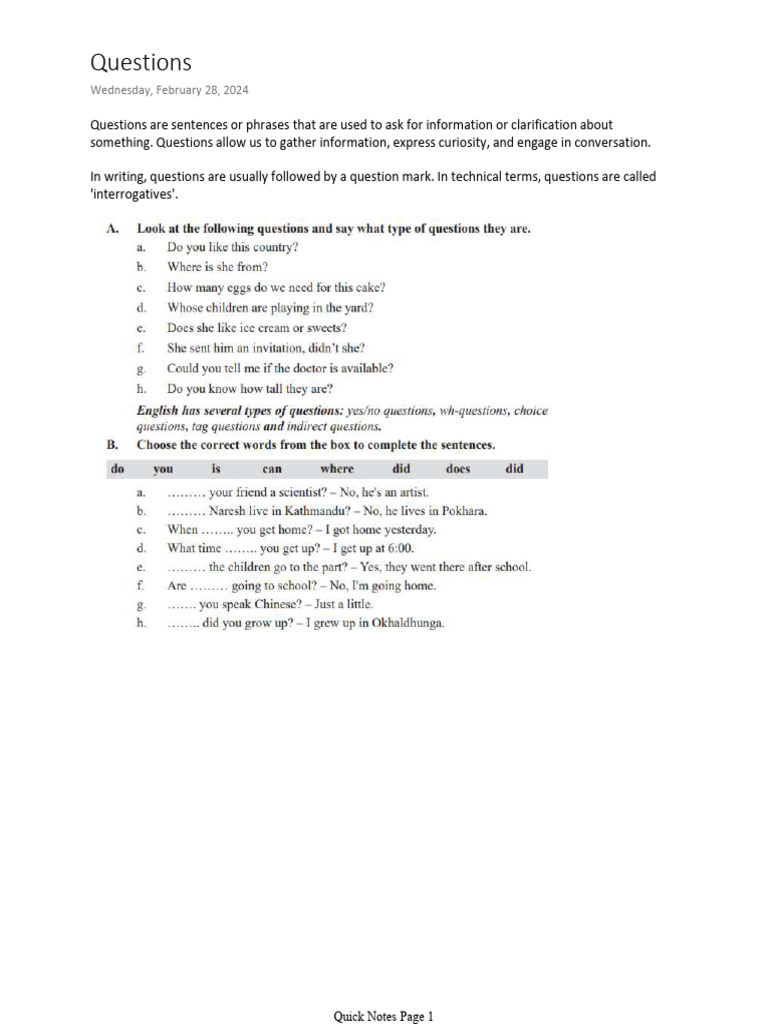 Question Types | PDF