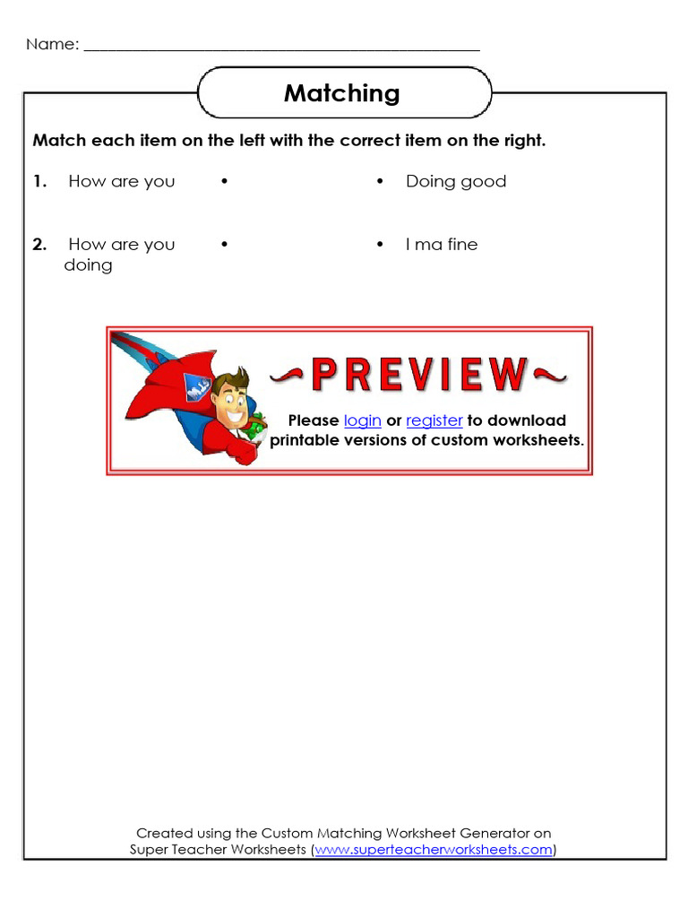 Super Teacher Worksheets Matching | PDF
