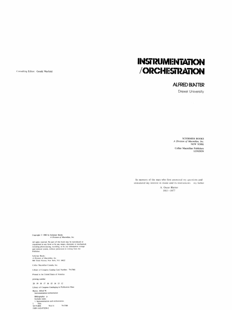 Blatter, Alfred - Instrumentation-Orchestration | PDF
