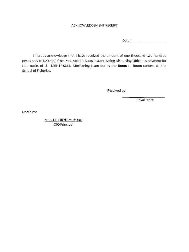 Acknowledgement Receipt 2 | PDF