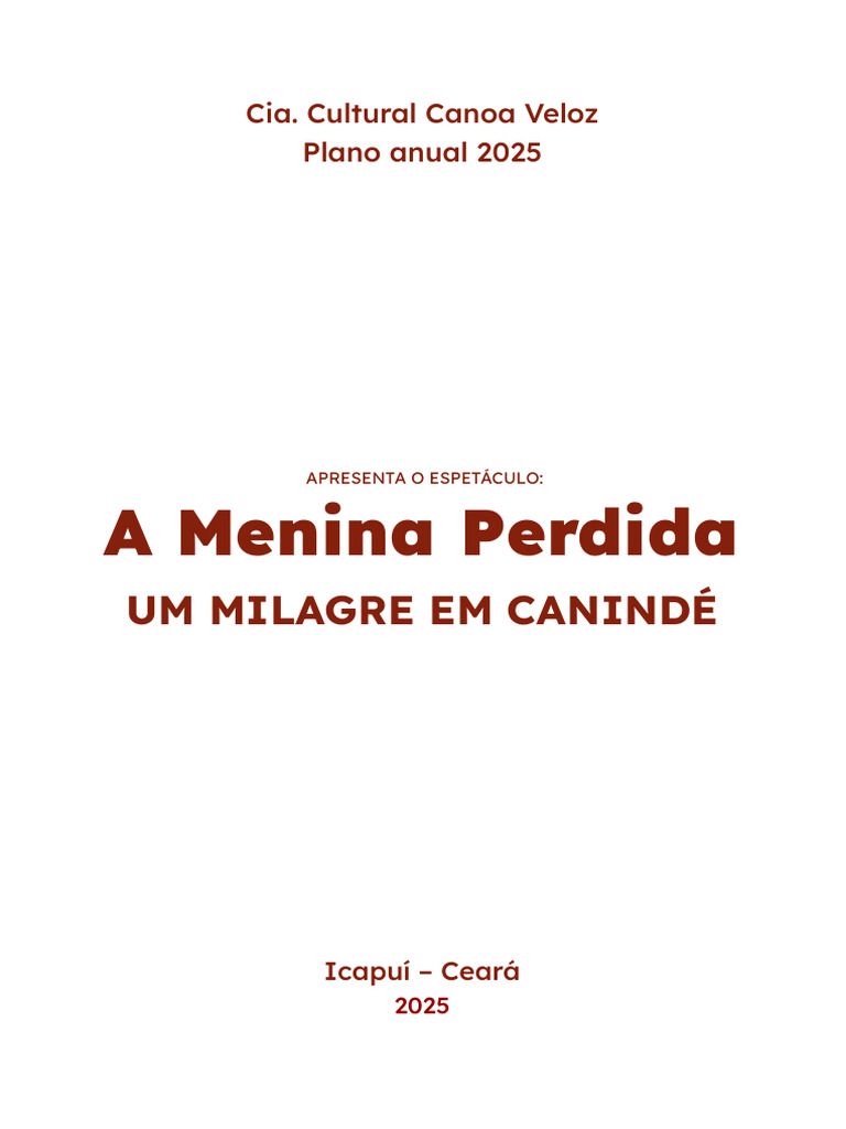 Espetáculo "A Menina Perdida" 2025 | PDF | Francisco de Assis | Santuário