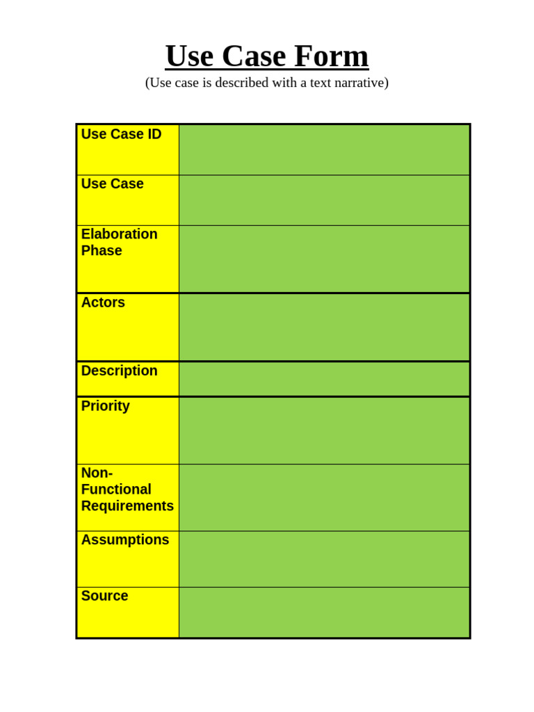 Use Case Form | PDF