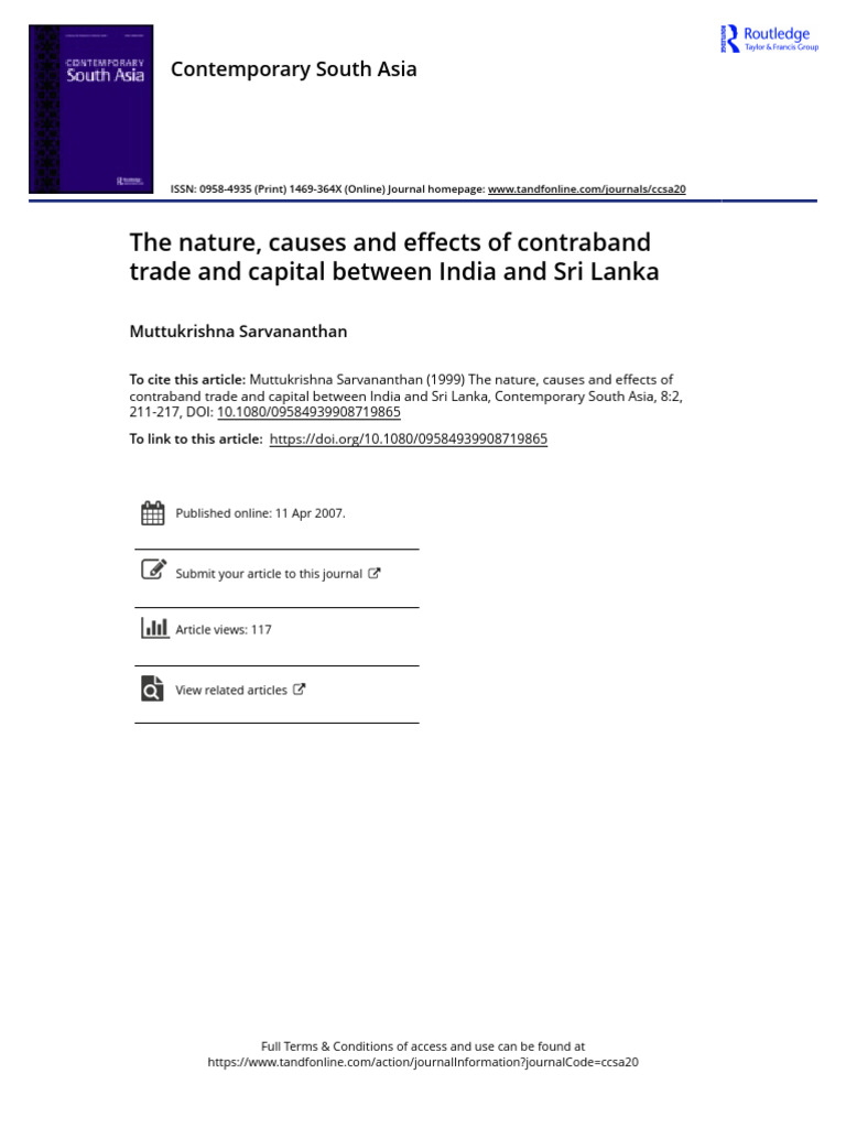 The nature causes and effects of contraband trade and capital between ...