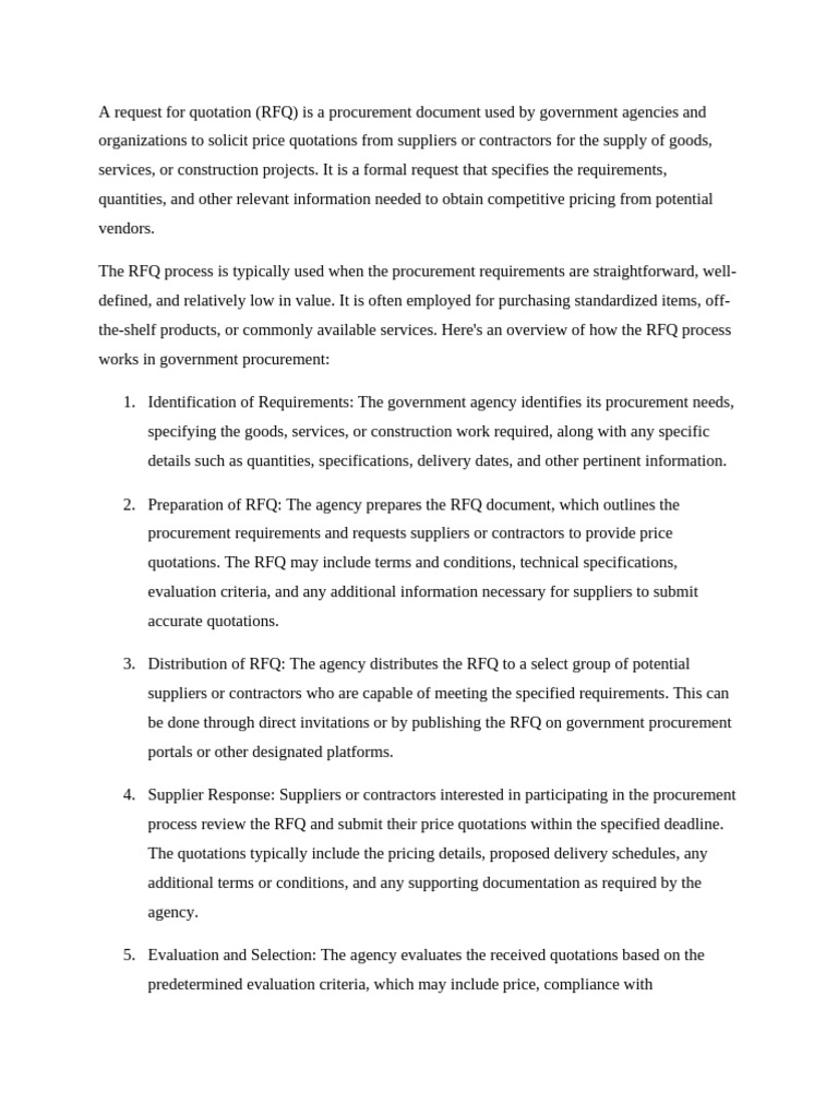 Request for quotation | PDF | Procurement | Specification (Technical Standard)