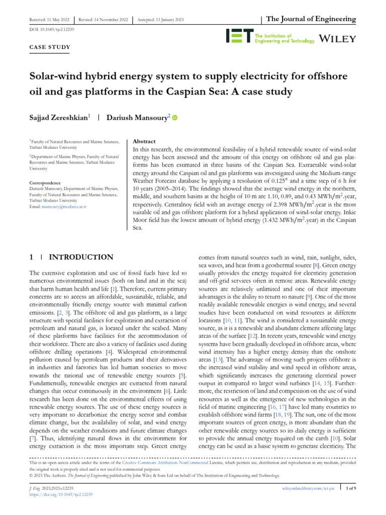 The Journal of Engineering - 2023 - Zereshkian - Solar Wind Hybrid ...