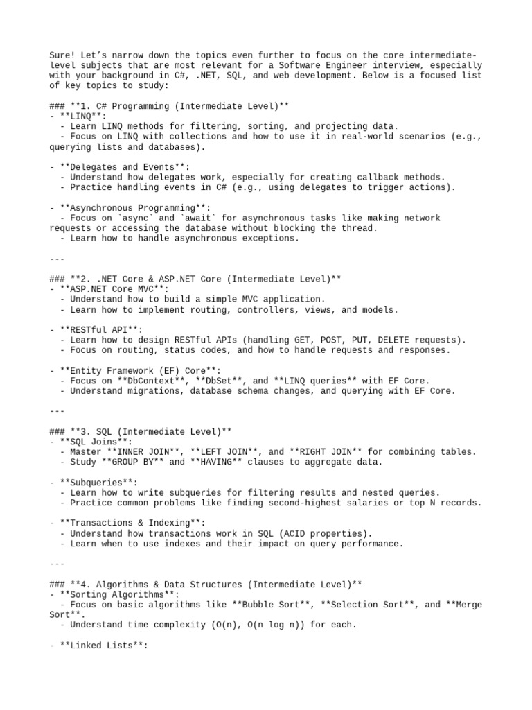 Syllabus for Interview - Begineer | PDF | Language Integrated Query | Databases