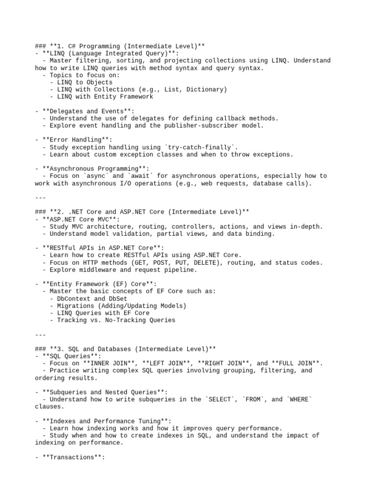 Points To Be Covered For Interview - Intermediate | PDF | Language Integrated Query | Ajax ...