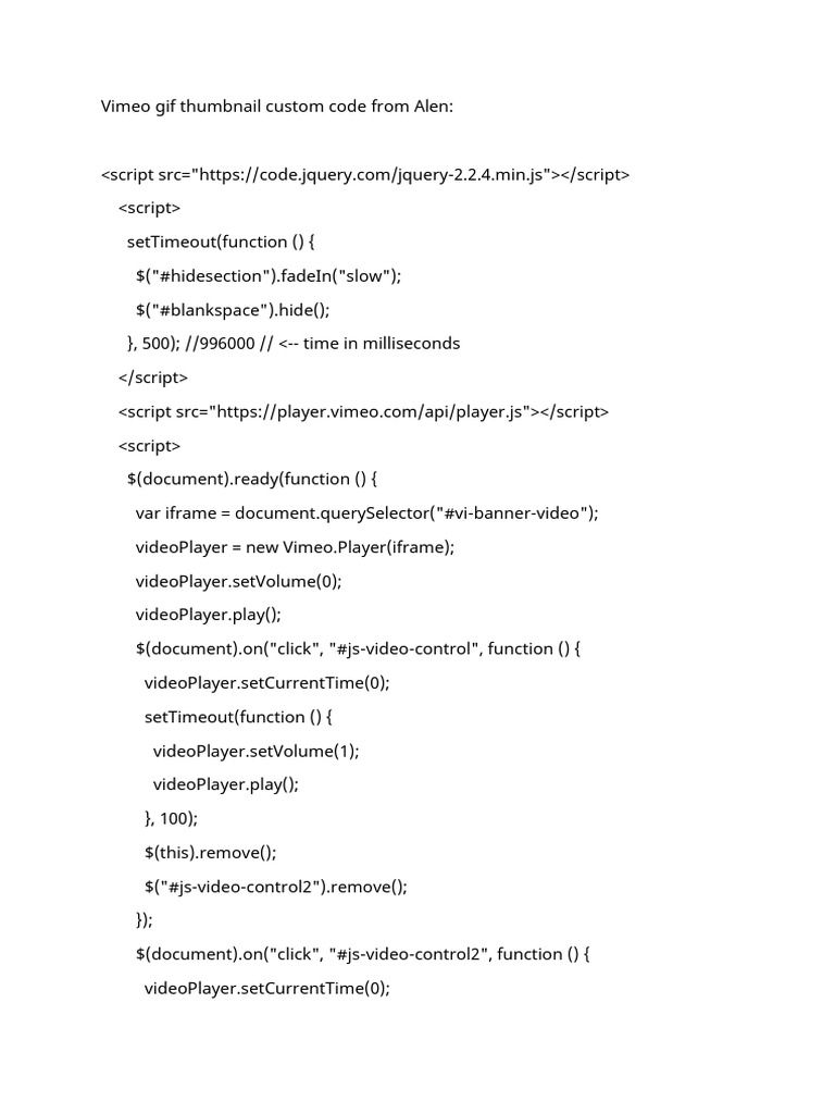 Vimeo gif thumbnail custom code | PDF Vimeo gif thumbnail custom code | PDF