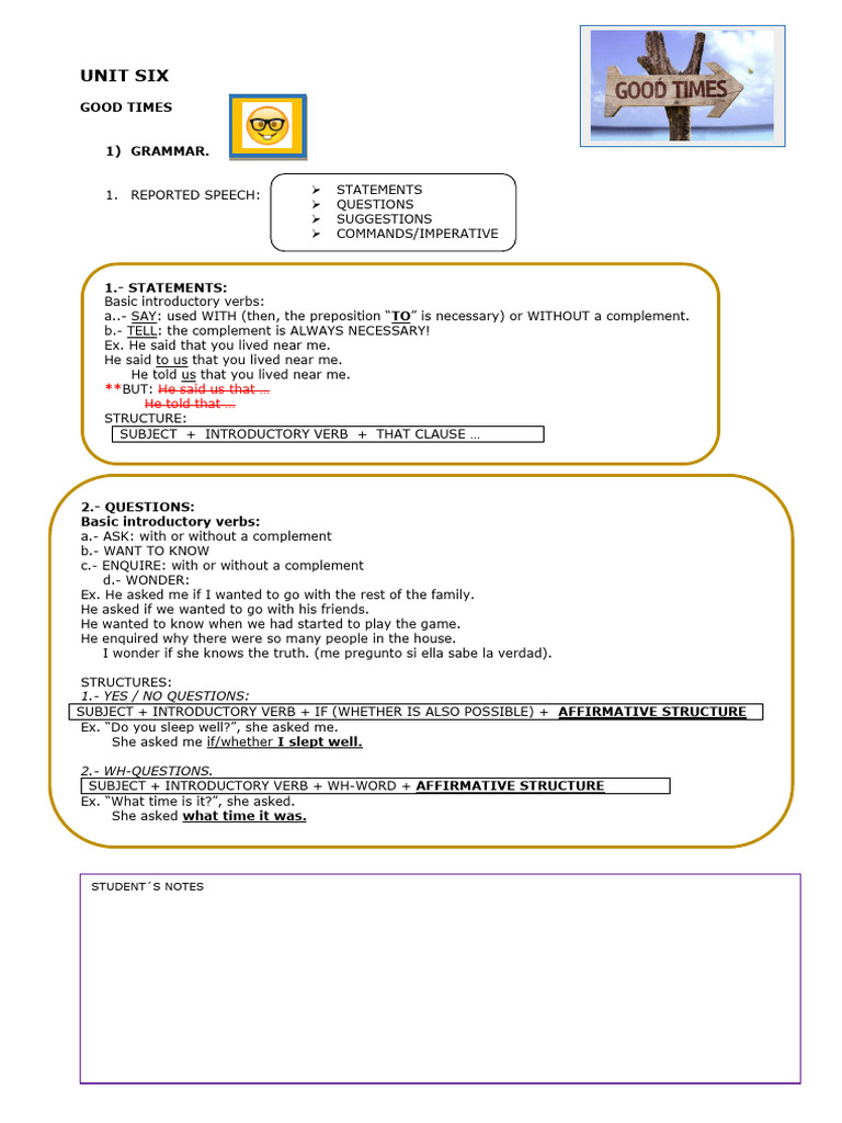 Reported Speech and Question Structures | PDF | Grammar | Linguistics