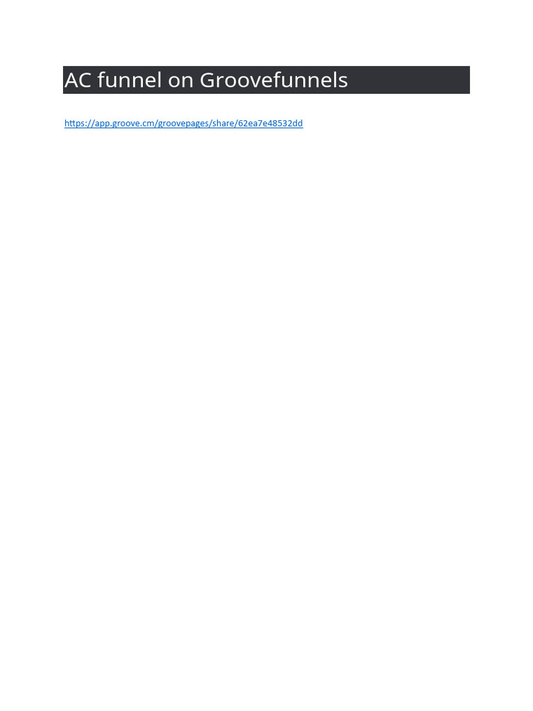 AC Funnel On Groovefunnels | PDF