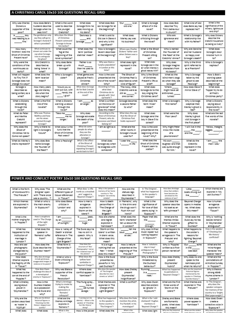English Revision Christmas Carol Poetry Quiz | PDF | Ebenezer Scrooge ...