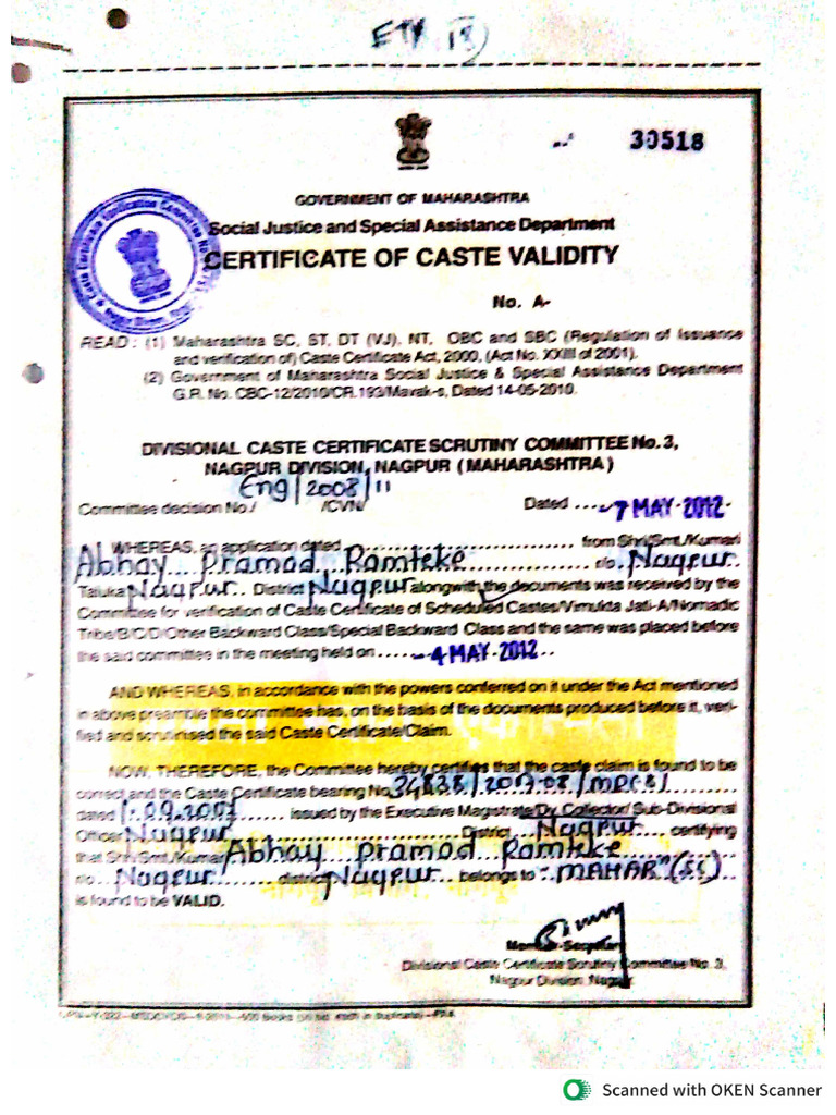 Caste Validity PDF | PDF