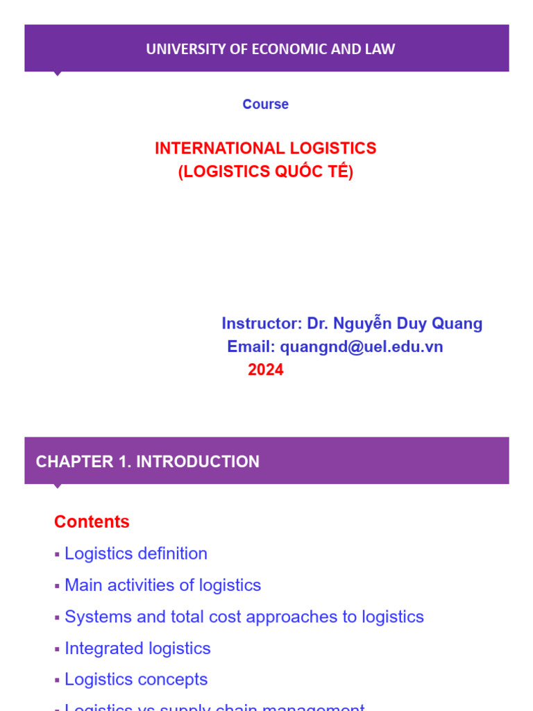 Chapter-1.-Logistics-Introduction | PDF | Supply Chain Management | Cargo