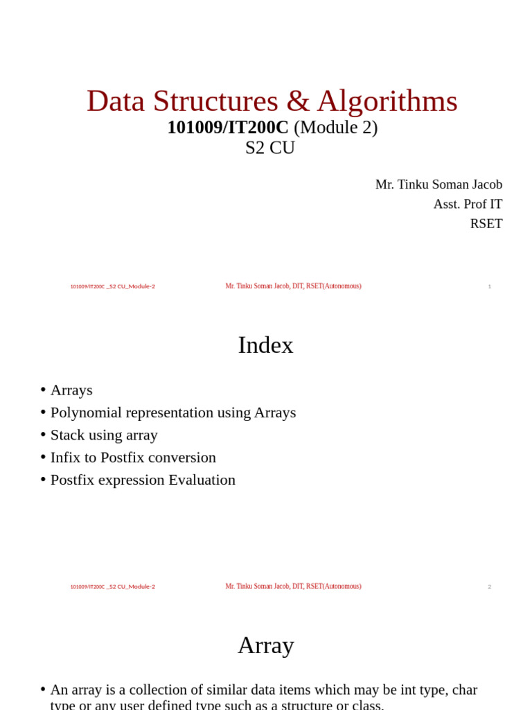 Module 2 (Array Polynomial, Stack) | PDF | Algorithms And Data Structures | Software Engineering